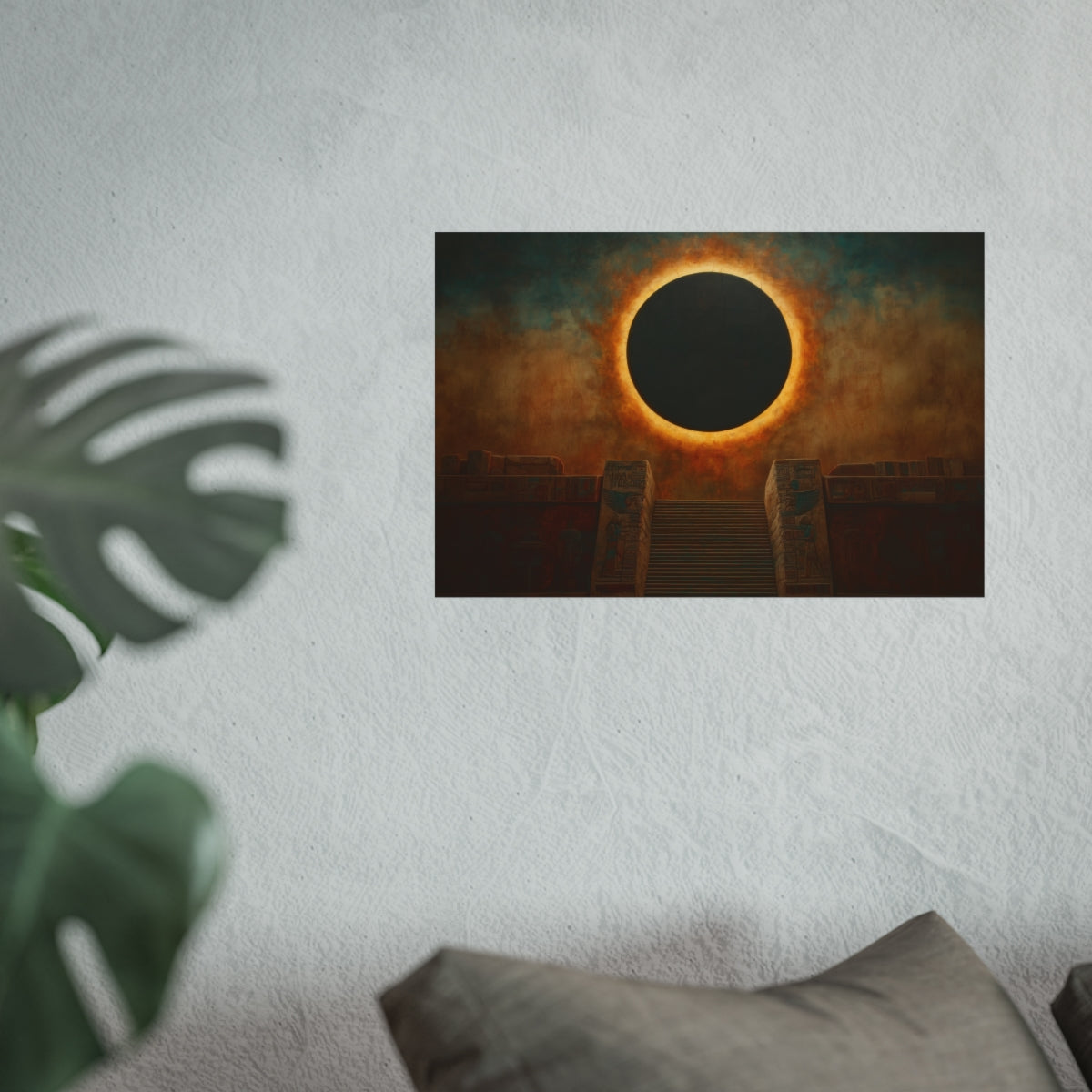 Ancient Mural Glows Under Eclipse – Prints With Passion